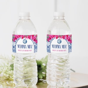 Mamma Mia Themed Water Bottle Label Template, Dancing Queen Birthday ...
