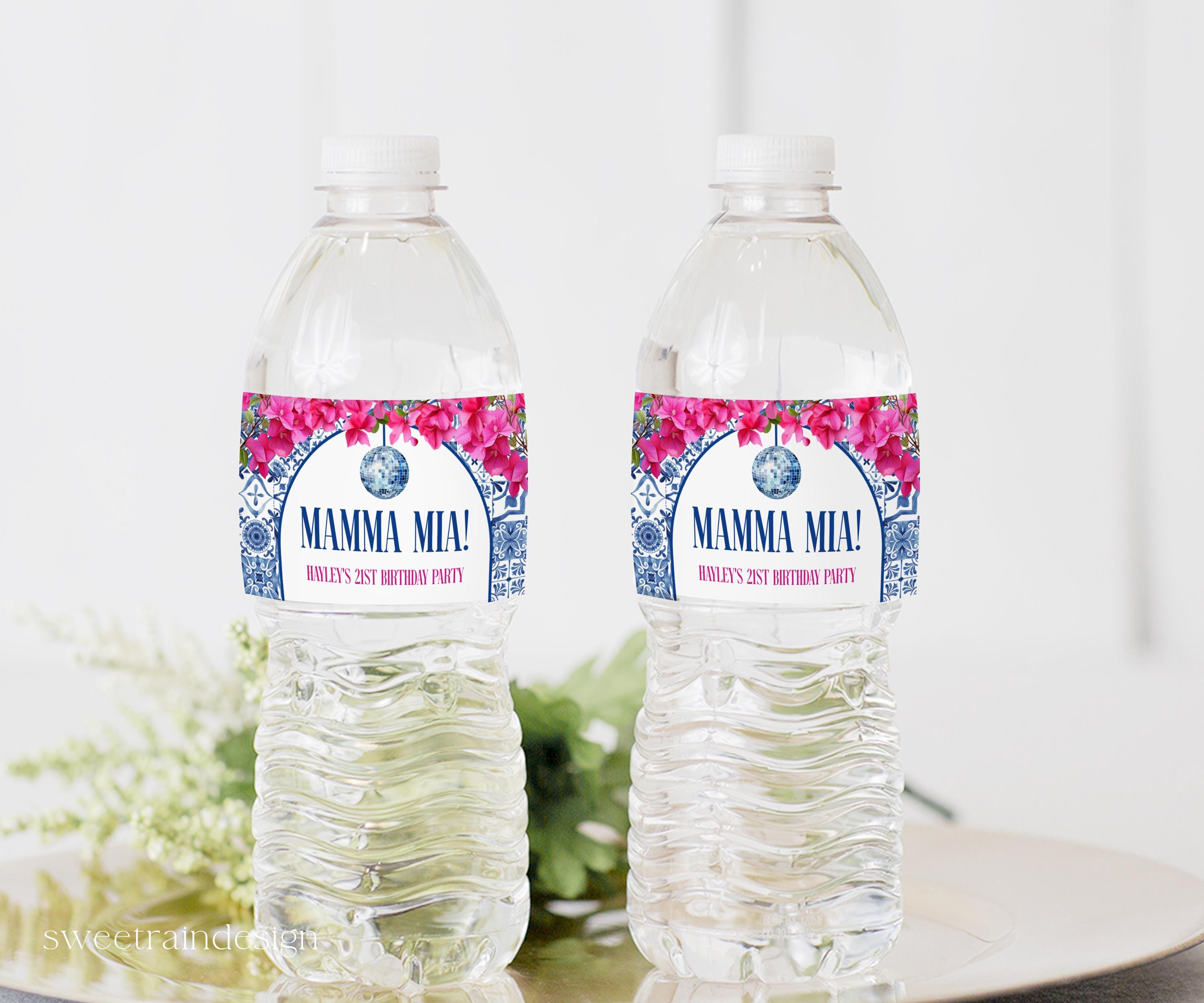 Mamma Mia Themed Water Bottle Label Template, Dancing Queen Birthday ...