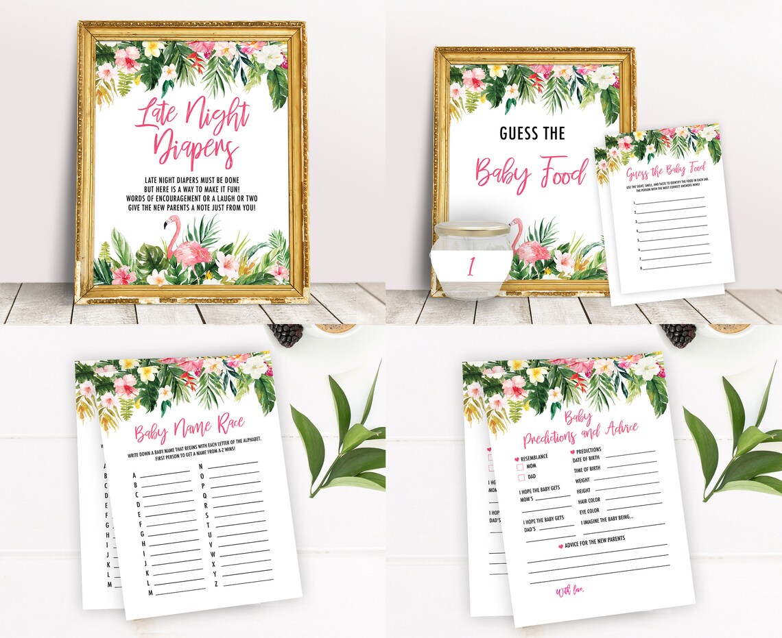 Tropical Baby Shower Games Bundle Baby Shower Activities | Etsy