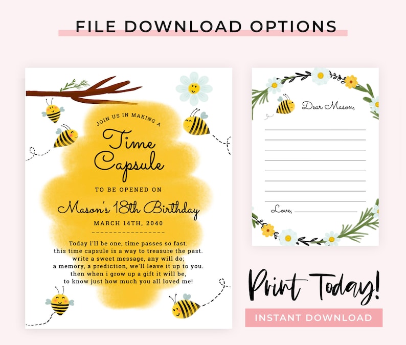 Bumble Bee Birthday Bundle, Bee 1st Birthday Templates, Happy Bee Day ...