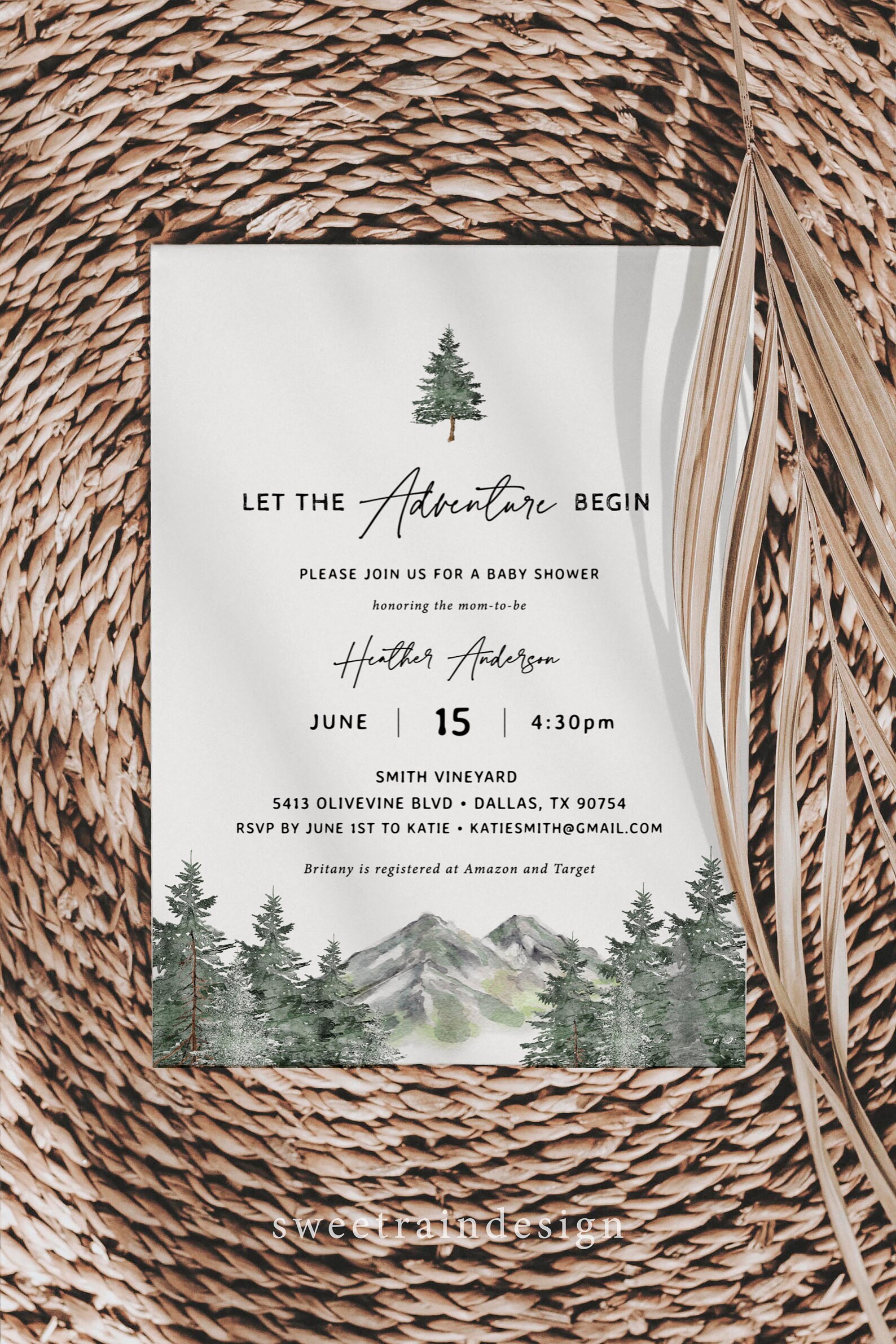 Let the Adventure Begin Baby Shower Invitation Template, Mountain Baby ...