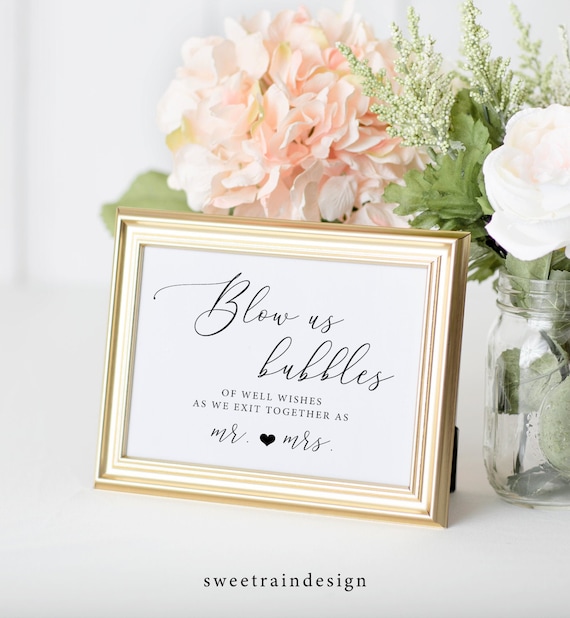 Bubble Send Off Sign, Wedding Bubbles Sign Printable, Blow Bubbles Sign ...