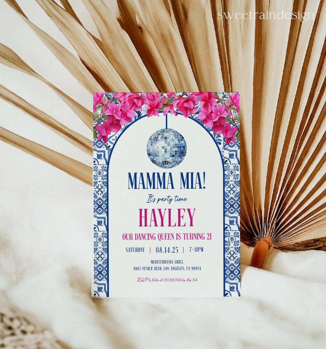 Mamma Mia Themed Birthday Invitation Template, 21st Birthday Invite ...
