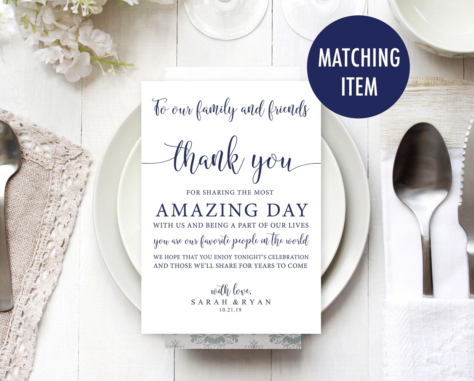 Navy Menu Card Template, Dinner Menu, 5x7 Menu Template, Editable ...