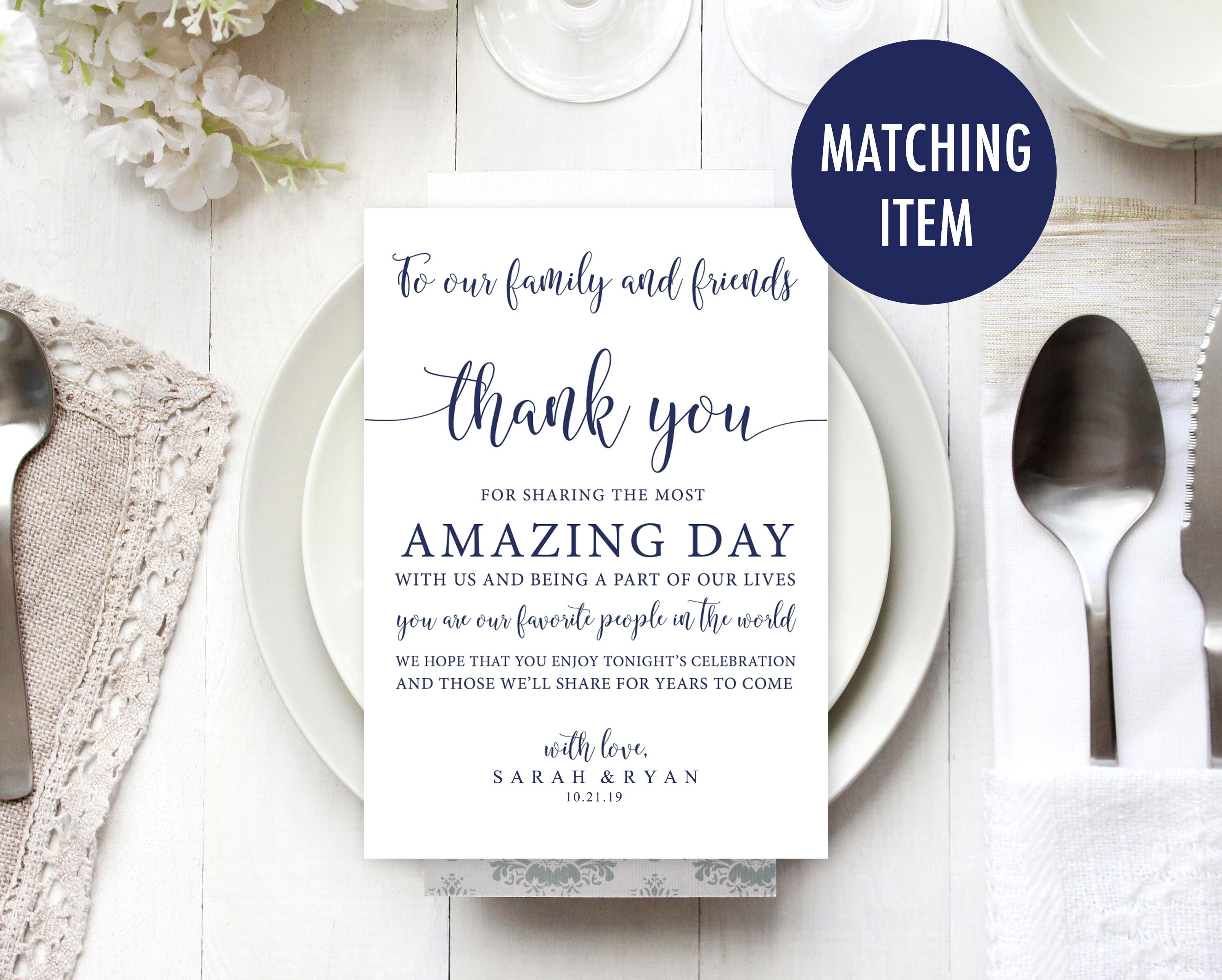 Navy Menu Card Template Dinner Menu 5x7 Menu Template | Etsy