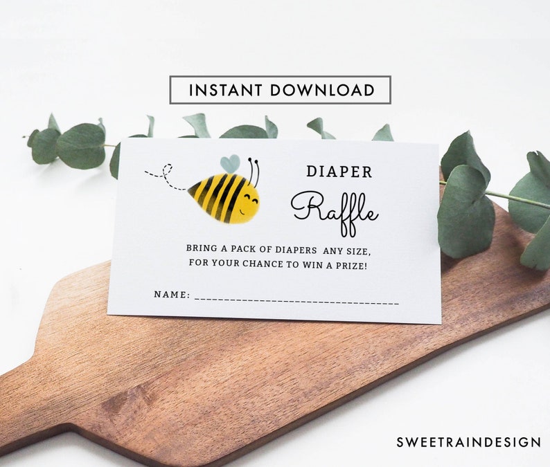 Honey Bee Baby Shower Diaper Raffle Card Bee Baby Shower | Etsy