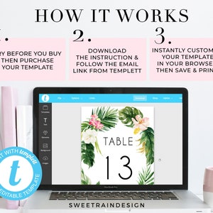 Tropical Wedding Table Numbers Template, Tropical Party Table Numbers ...