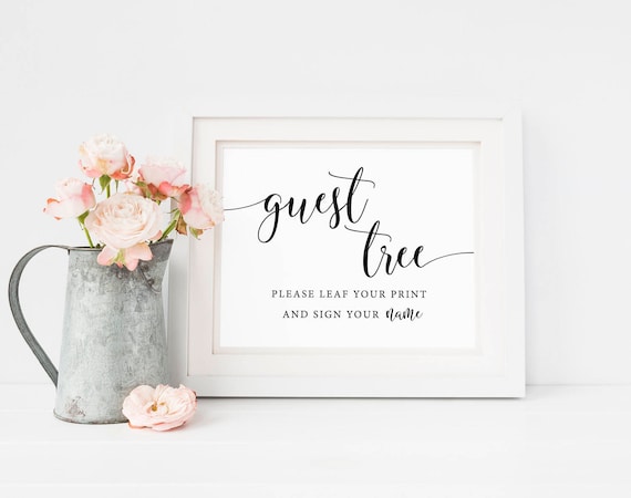 Guest Tree Sign Printable, Wedding Tree Guest Book, Please Leaf Your ...
