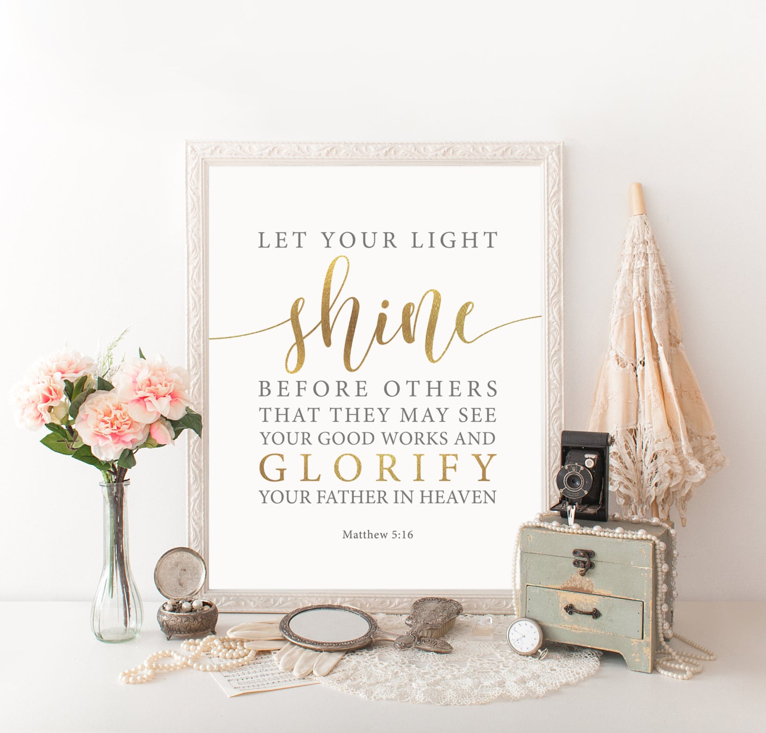 Let Your Light Shine Before Others, Matthew 5:16, Bible Verse Wall Art ...