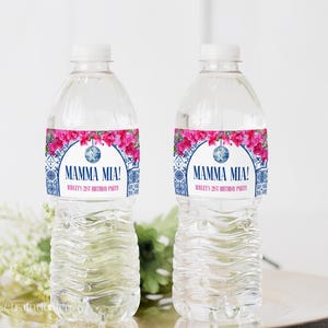 Mamma Mia Themed Water Bottle Label Template, Dancing Queen Birthday ...