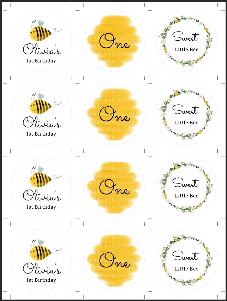 Bee Birthday Cake Toppers Template Printable Toppers Bumble - Etsy