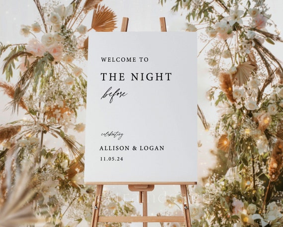 Rehearsal Dinner Welcome Sign Template Editable, The Night Before Sign ...