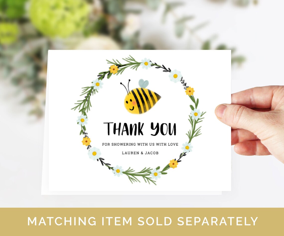 Bee Baby Shower Thank You Cards Bumble Bee Thank You Template Honey Bee ...