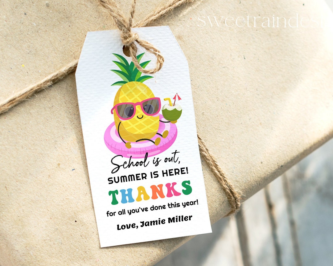 Summer Teacher Appreciation Gift Tag Printable, Summer Thank You Tag ...