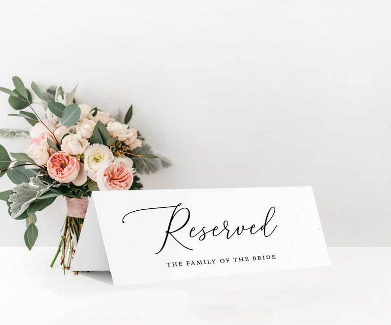 Wedding Reserved Sign Template Reserved Row Sign Printable - Etsy