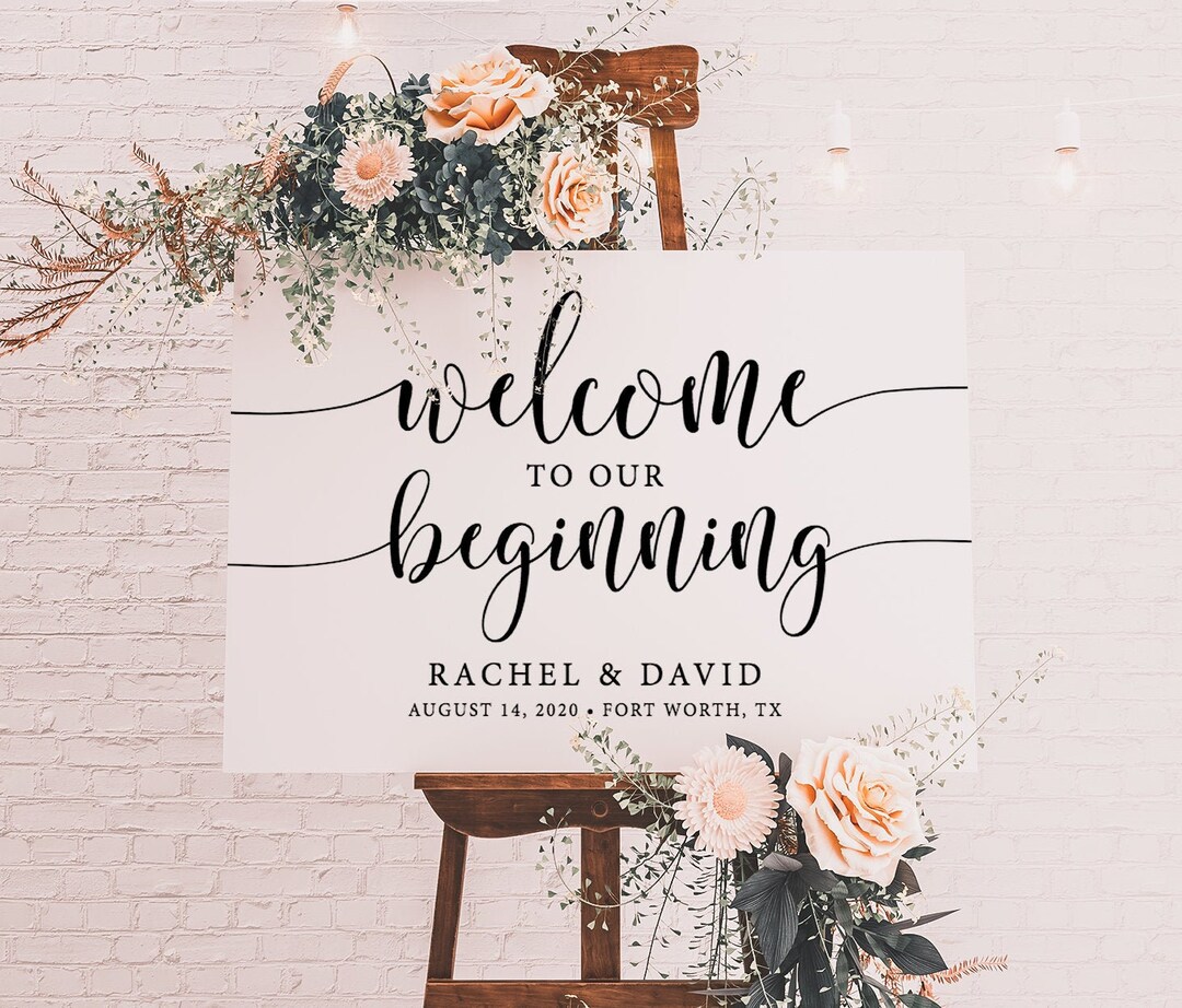 Welcome to Our Beginning Sign, Rustic Wedding Welcome Sign Template ...
