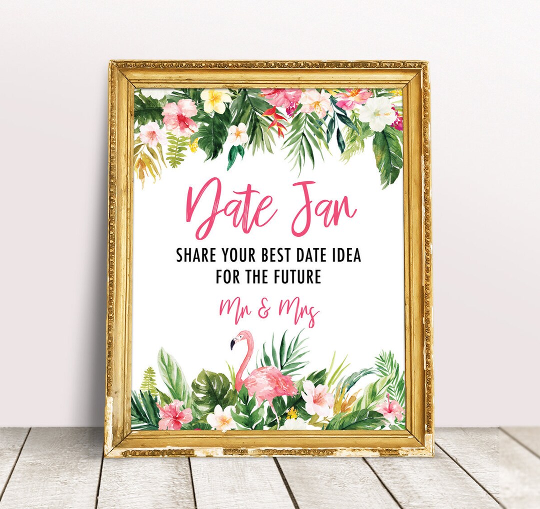 Tropical Date Jar Sign Printable, Date Night Sign, Flamingo Bridal ...