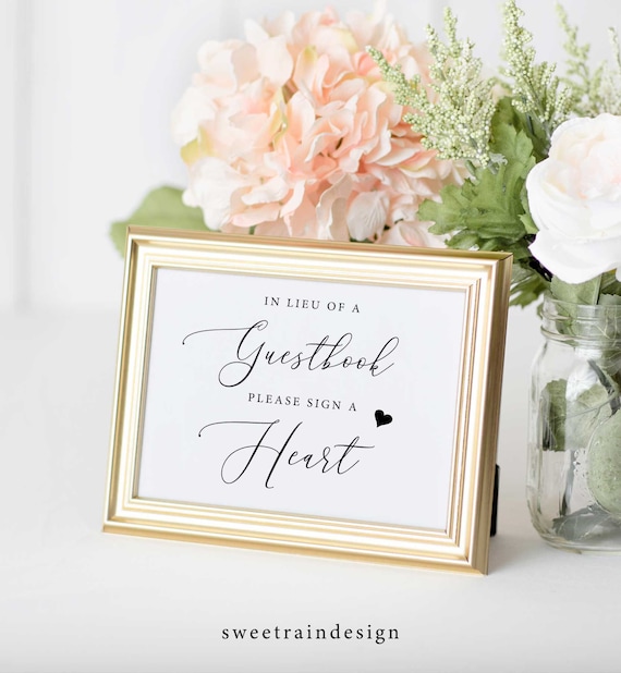 Please Sign A Heart sign, Heart Guestbook Sign Printable, Drop Heart ...