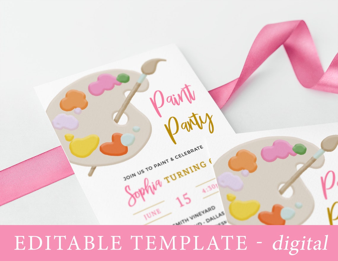 Paint Party Invitation Paint Birthday Party Art Party Girl - Etsy