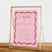 Pink and Red Bar Menu Template, Retro Wedding Drink Sign, Wavy Wedding ...
