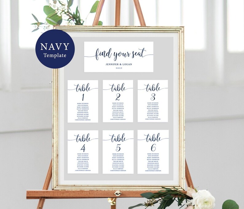 Navy Seating Chart Printable Seating Template Find Your Seat - Etsy