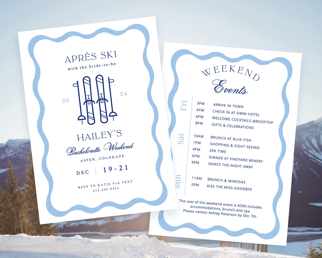Apres Ski Bachelorette Party Invitation Template, Winter Bachelorette ...