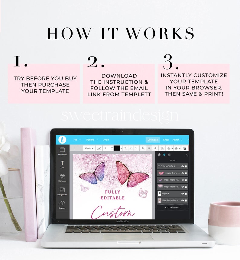 Butterfly Theme Editable Sign 8x10 Butterfly Birthday - Etsy