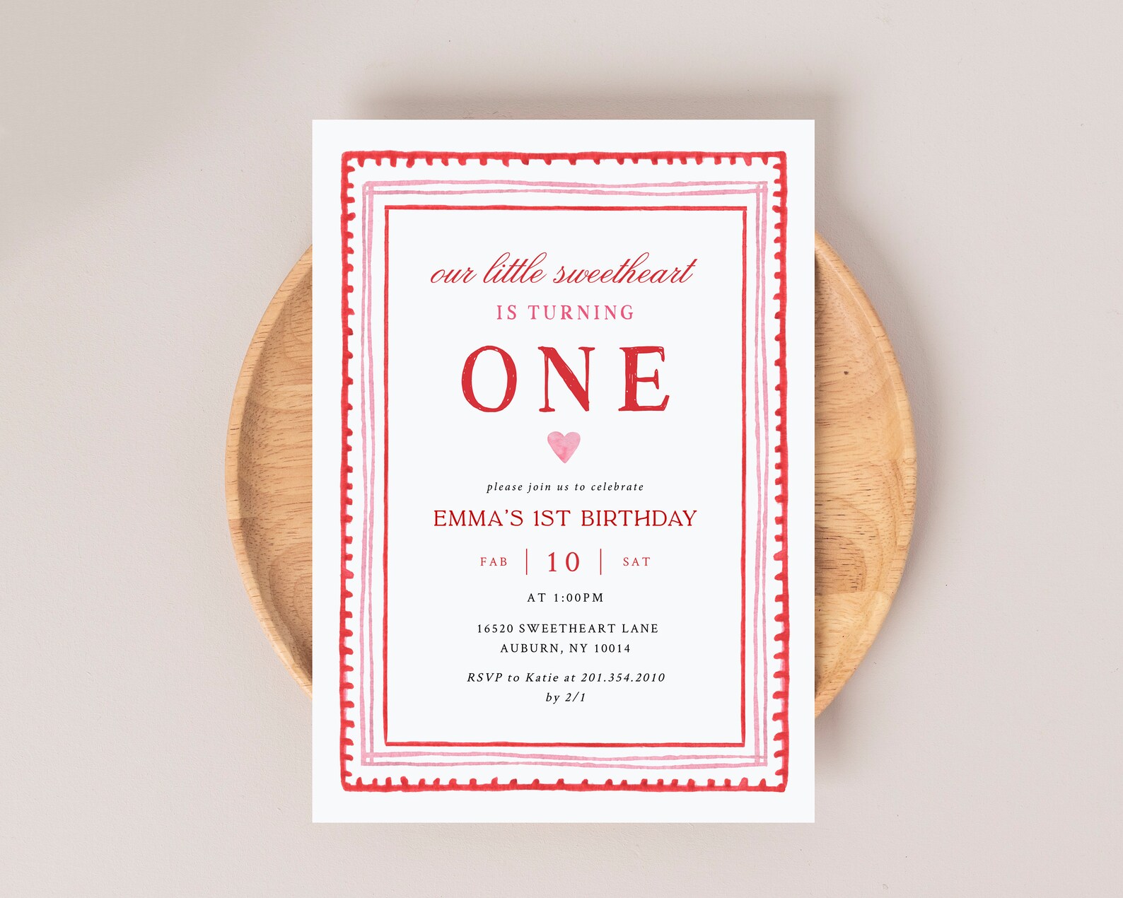 Little Sweetheart 1st Birthday Party Invitation Template, Girl 1st ...