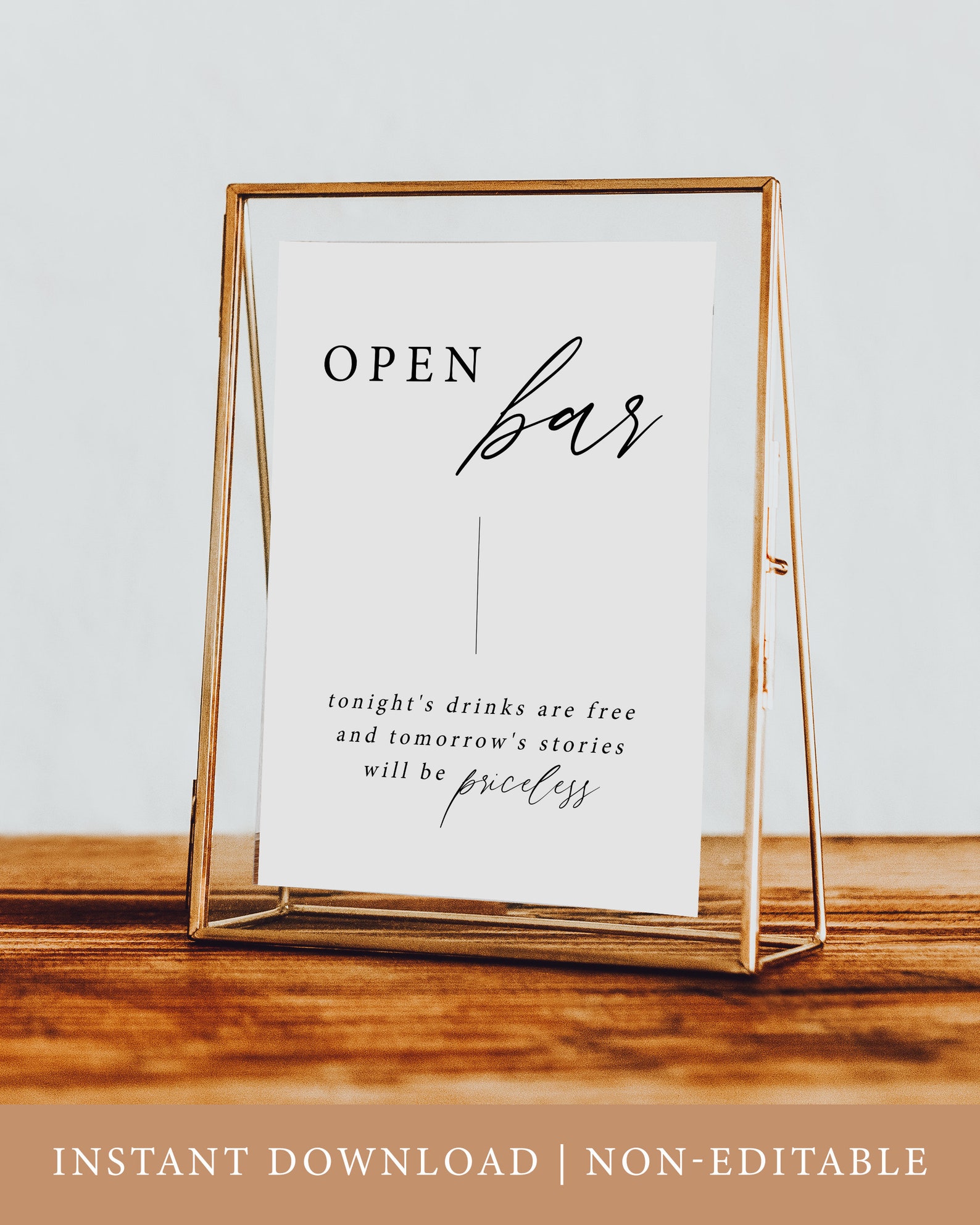 Wedding Open Bar Sign, Wedding Bar Sign, Tonight's Drinks Are Free, Bar ...