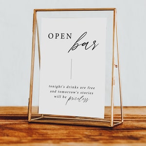 Wedding Open Bar Sign, Wedding Bar Sign, Tonight's Drinks Are Free, Bar ...