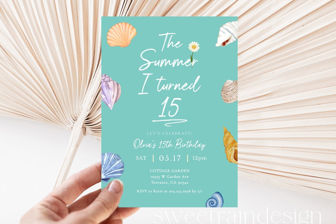 The Summer I Turned Birthday Party Invitation Template, TSITP Birthday ...
