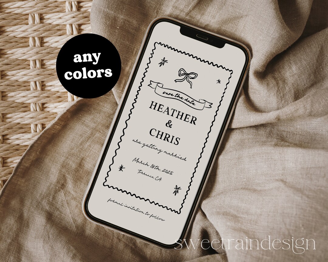 Hand Drawn Save the Date, Whimsical Save the Date Evite, Illustrated ...