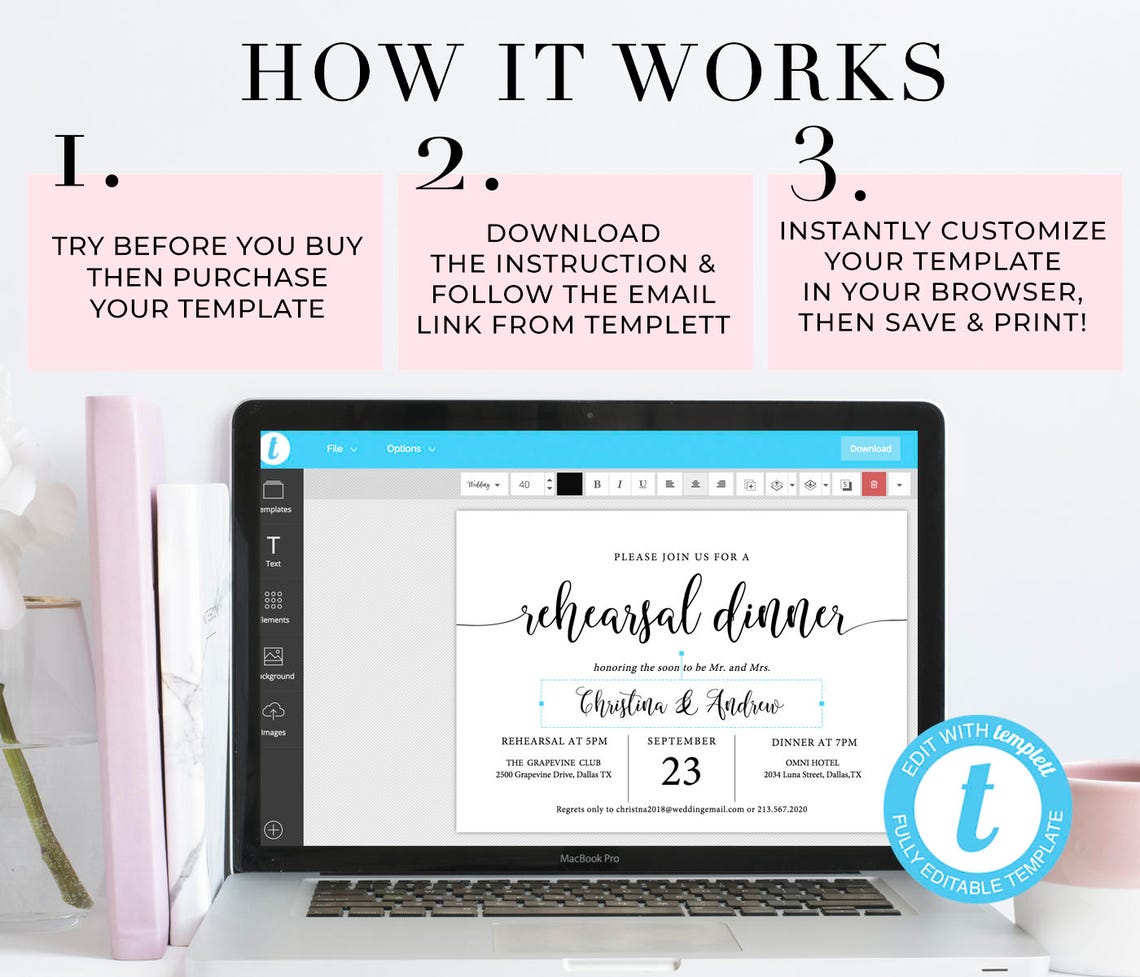 Rustic Rehearsal Dinner Invitation Template Wedding Rehearsal - Etsy