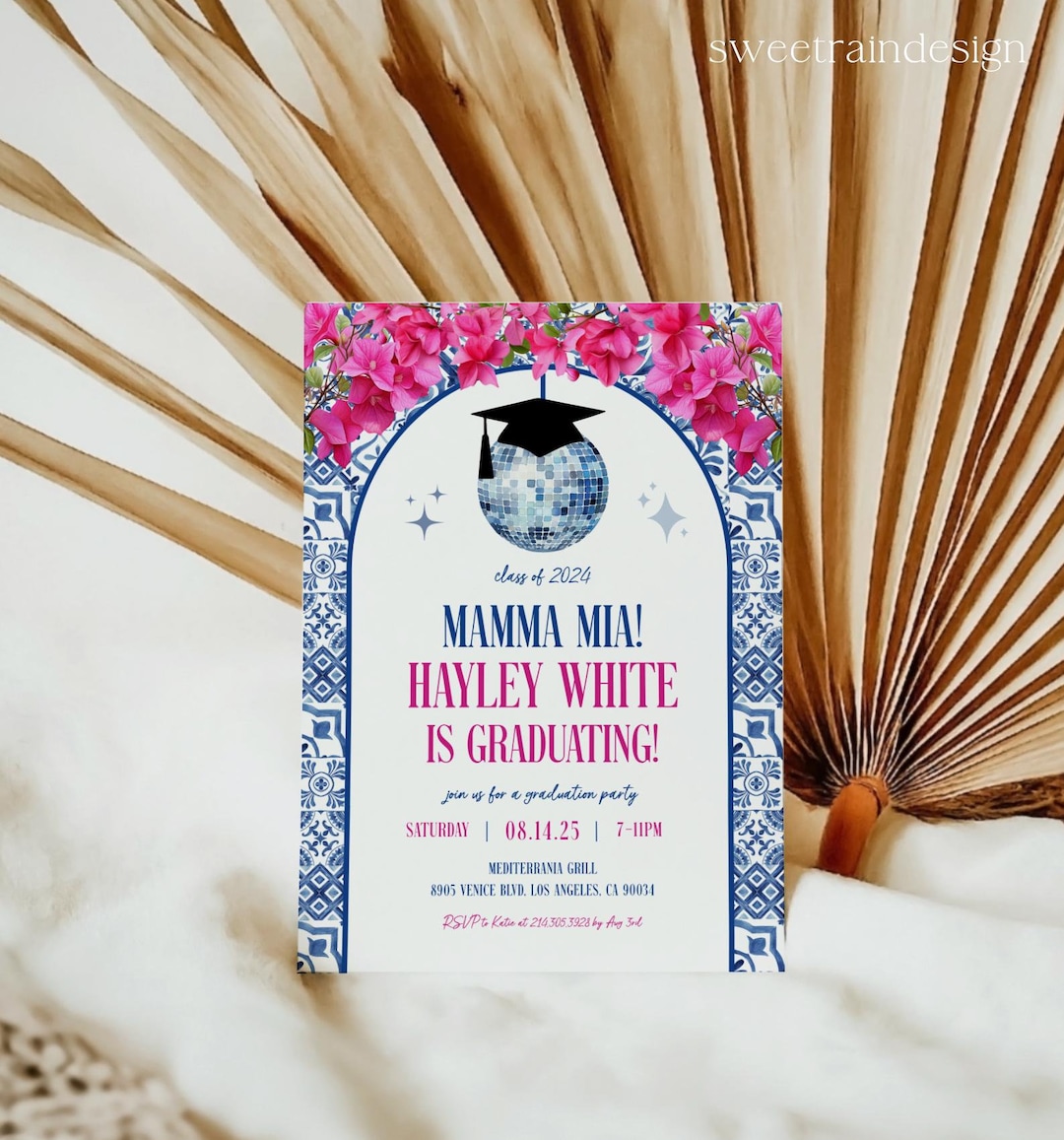 Mamma Mia Themed Grad Party Invitation Template, Download Graduation ...