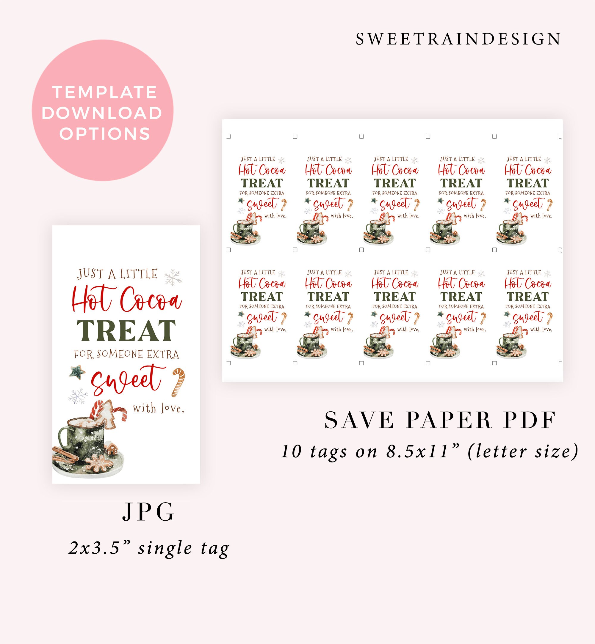 Hot Cocoa Tags Printable, Hot Chocolate Gift Tags, Hot Chocolate Favors ...