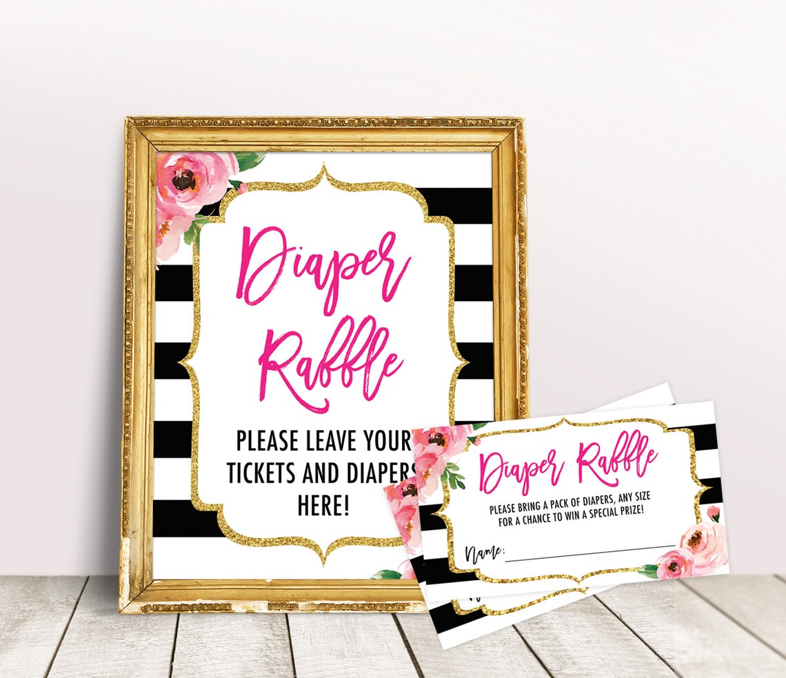 Floral Diaper Raffle Ticket Sign Diaper Raffle Printable - Etsy