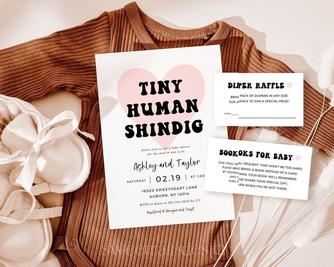 Tiny Human Shindig Invitation Template, Simple Baby Shower Invites, Co ...