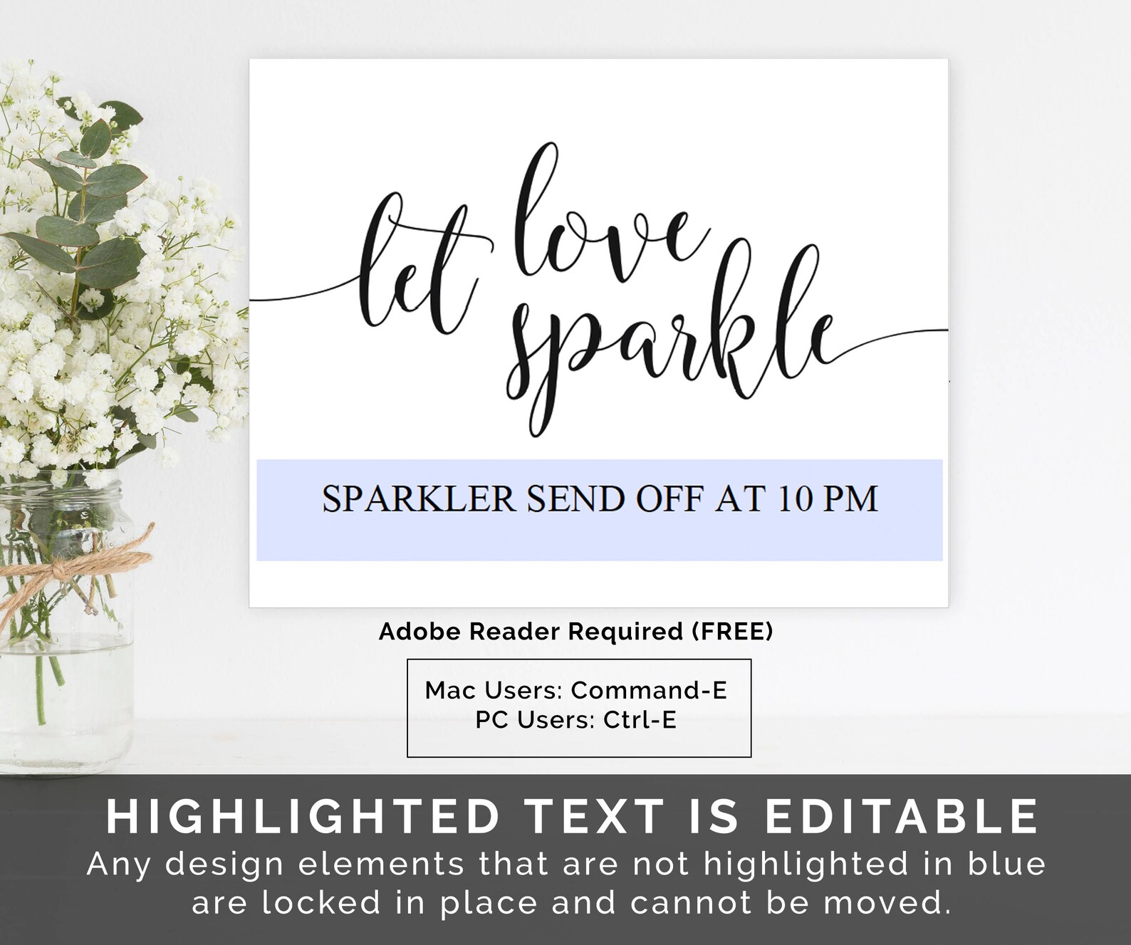 Let Love Sparkle Sign Template Wedding Send Off Send off | Etsy