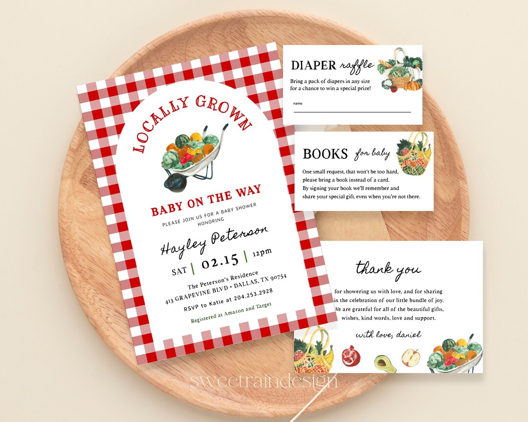 Locally Grown Baby Shower Invitation Template, Farmers Market Baby ...
