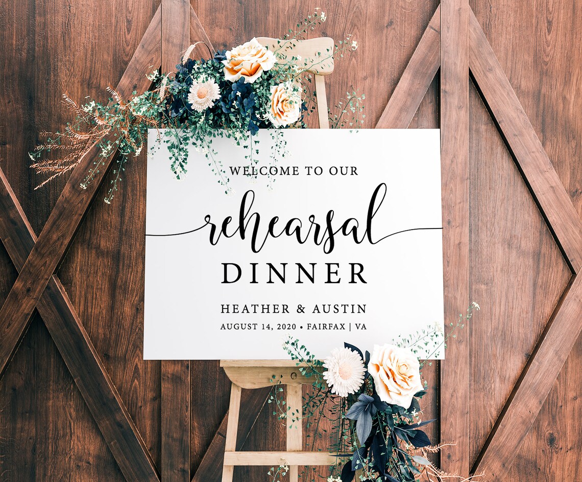 Rehearsal Dinner Welcome Sign Template Wedding Rehearsal Etsy