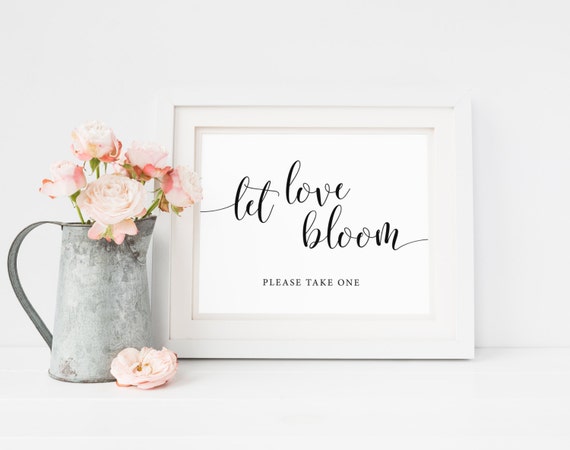 Let Love Bloom Sign Printable, Wedding Favor Sign, Wedding Seed Sign ...