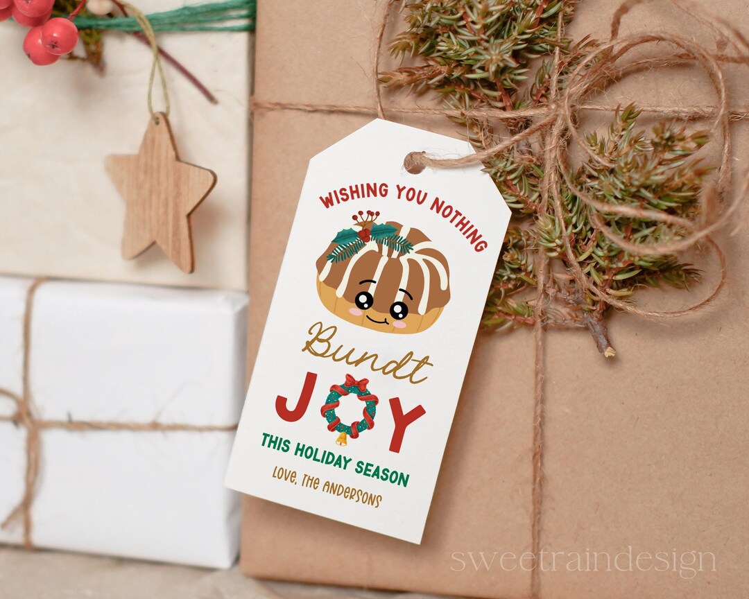 Nothing Bundt Joy Tag, Bundt Cake Gift Tag Template, Christmas Bundt ...