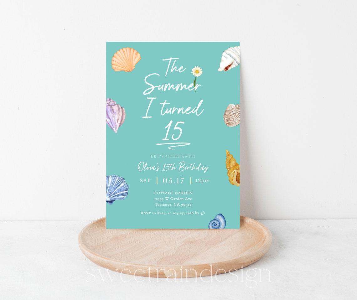 The Summer I Turned Birthday Party Invitation Template, TSITP Birthday ...