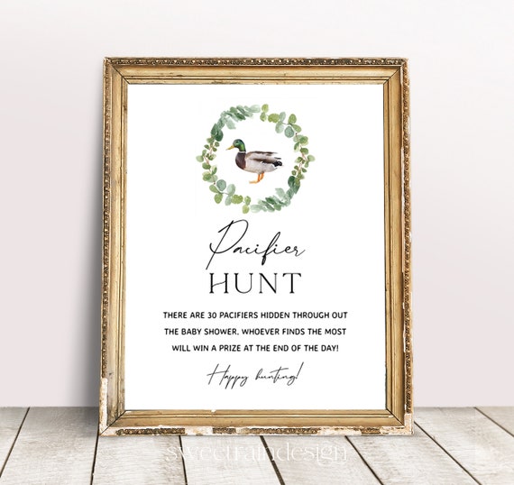 Duck Baby Shower Game Template, Pacifier Hunt Game, Mallard Duck ...