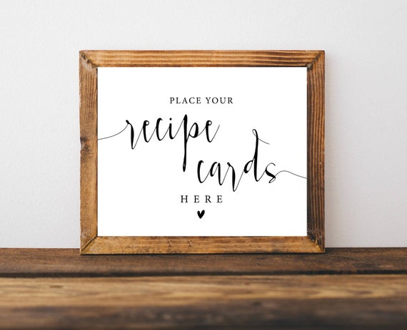 Recipe Cards Sign Bridal Shower Sign Printable, Recipe Cards Here ...