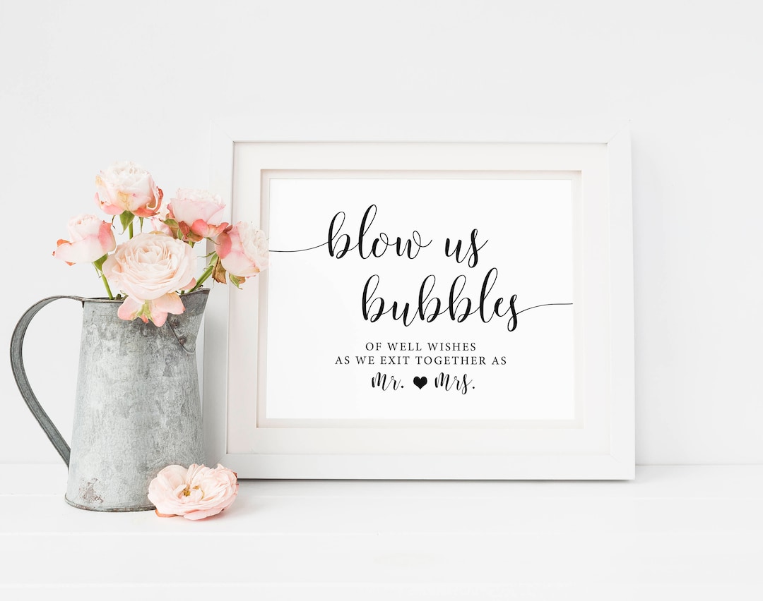 Wedding Bubbles Sign, Blow Bubbles Sign, Bubbles Send off Sign, Bubbles ...