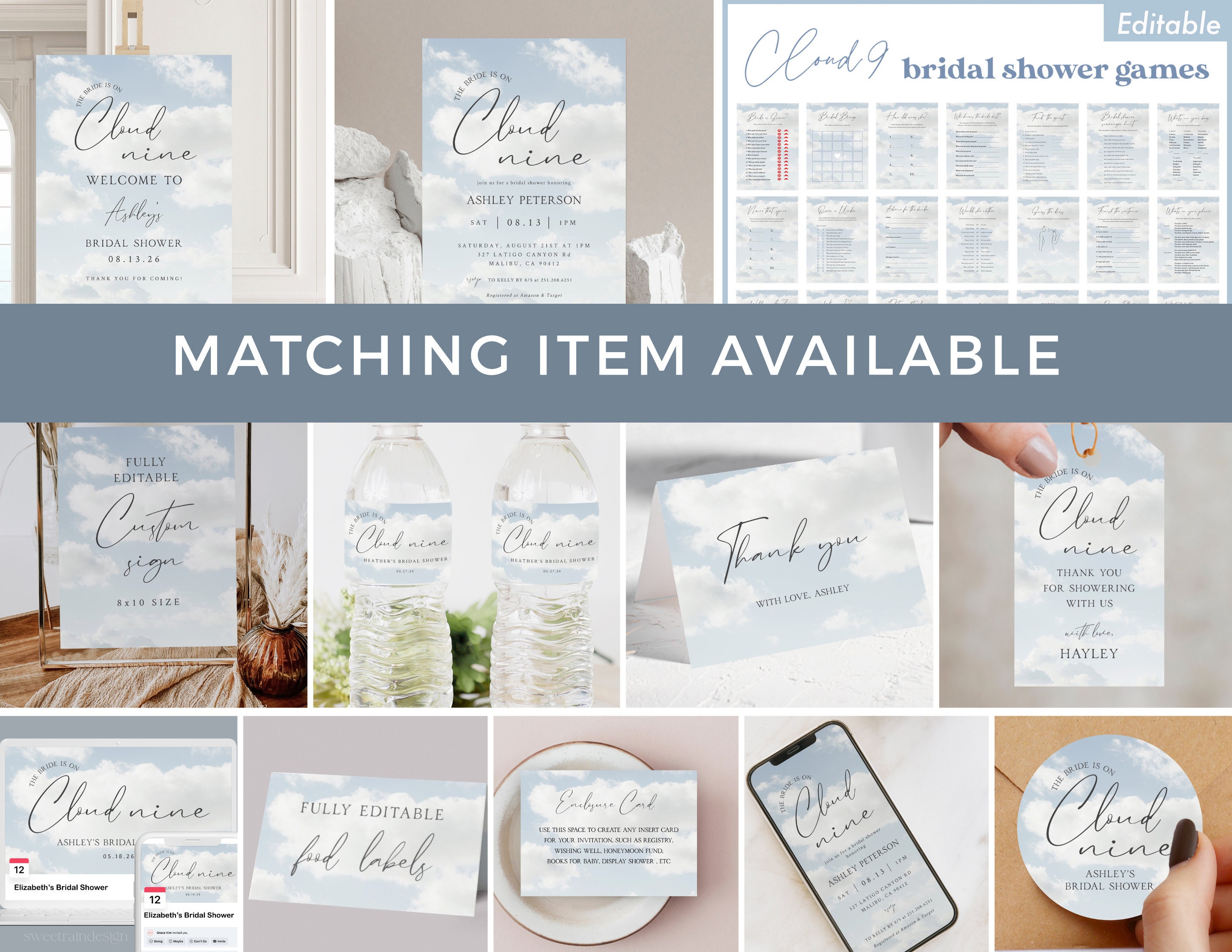 On Cloud 9 Sign Printable, Cloud Nine Cards and Gifts Sign, Bride is on ...
