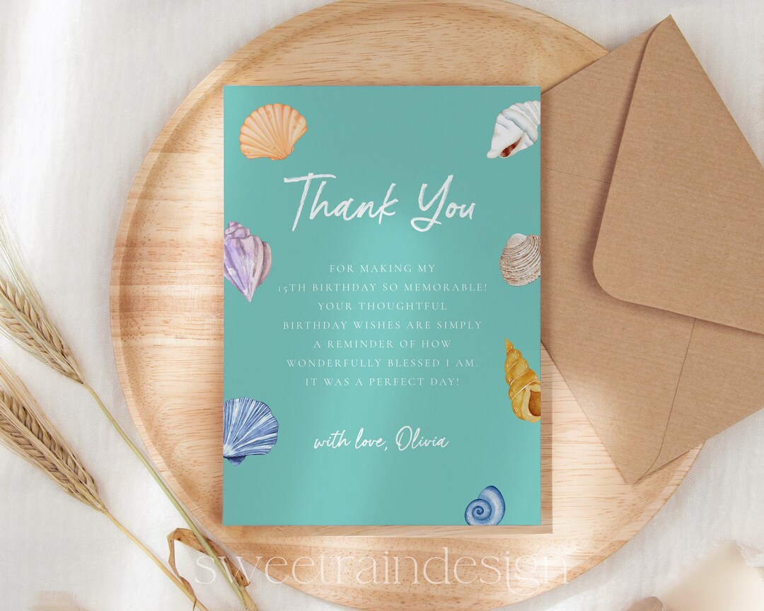 The Summer I Turned Birthday Party Thank You Card Template, Cousins ...