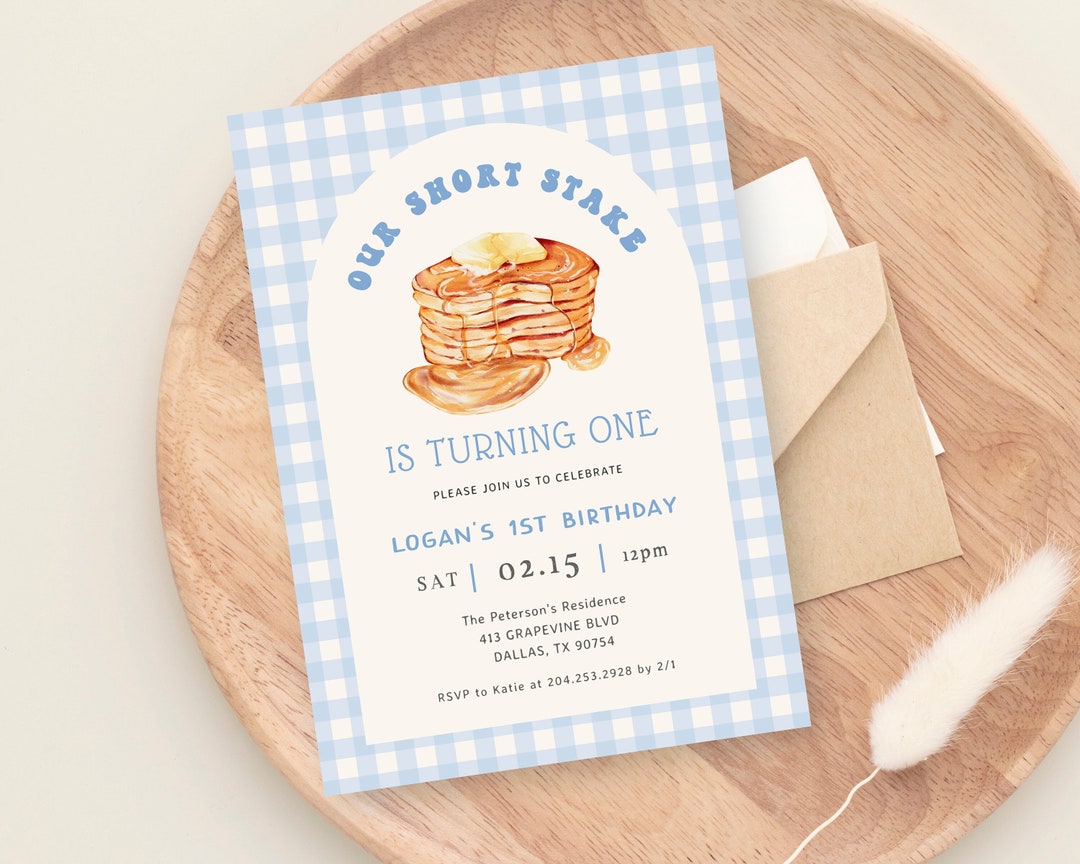 Pancake Birthday Invitation Template, Editable Boy 1st Birthday ...
