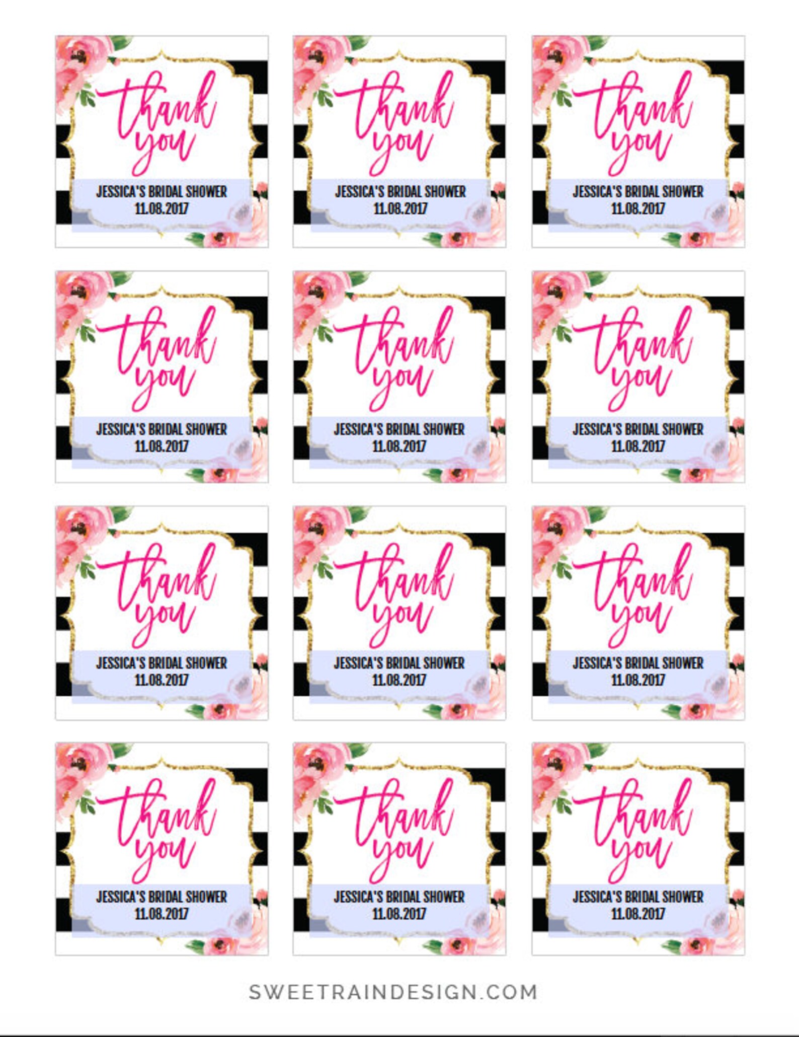 Kate Thank You Tags Template DIY Floral Thank You Tag Kate - Etsy